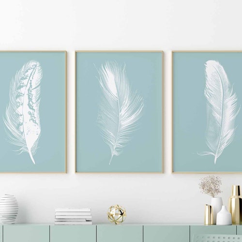Set of 3 Feather Wall Art Feather Print Feather Prints Wall - Etsy
