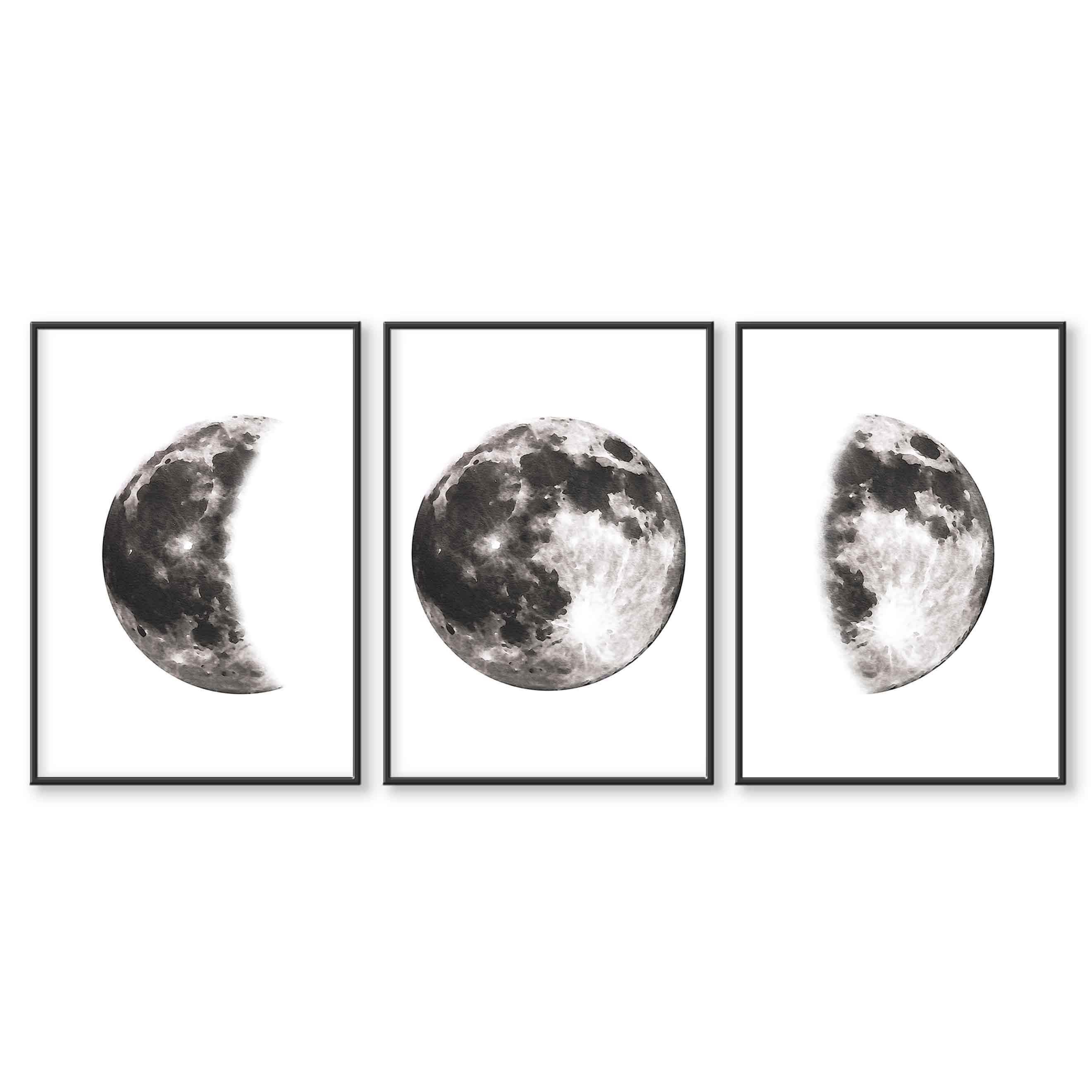 Set of 3 Watercolour Moon Prints Home Wall Art Decor - Etsy UK