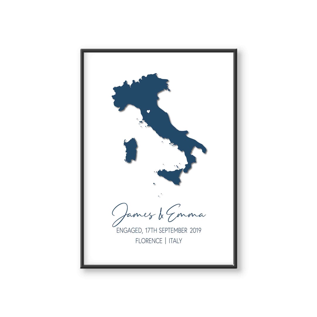 Personalised Wedding Gift, Location Map Print, Engagement, Anniversary ...