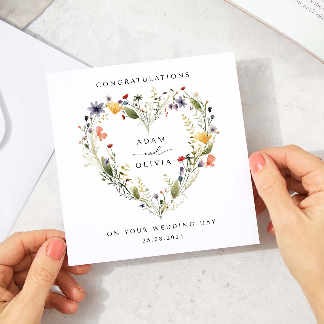 Personalised Wedding Card, Wildflowers Wedding Day Card - Etsy UK