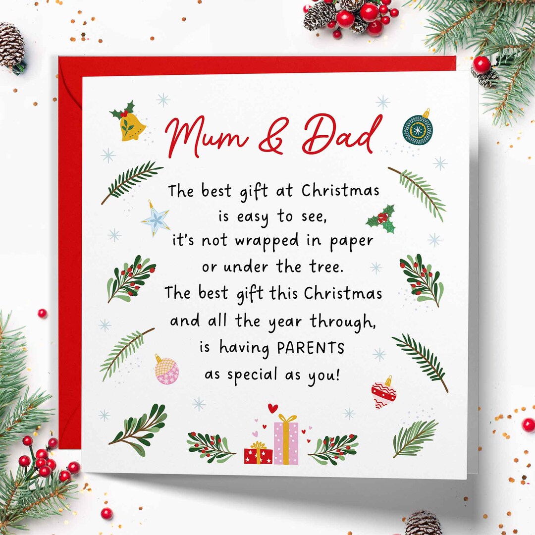 Christmas Card for Mum and Dad, Christmas Card Poem for Parents - Etsy UK