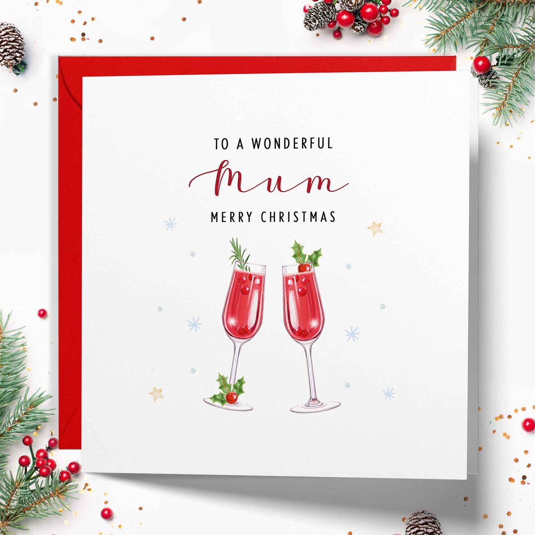 Mum Christmas Card, Merry Christmas to a Wonderful Mum - Etsy