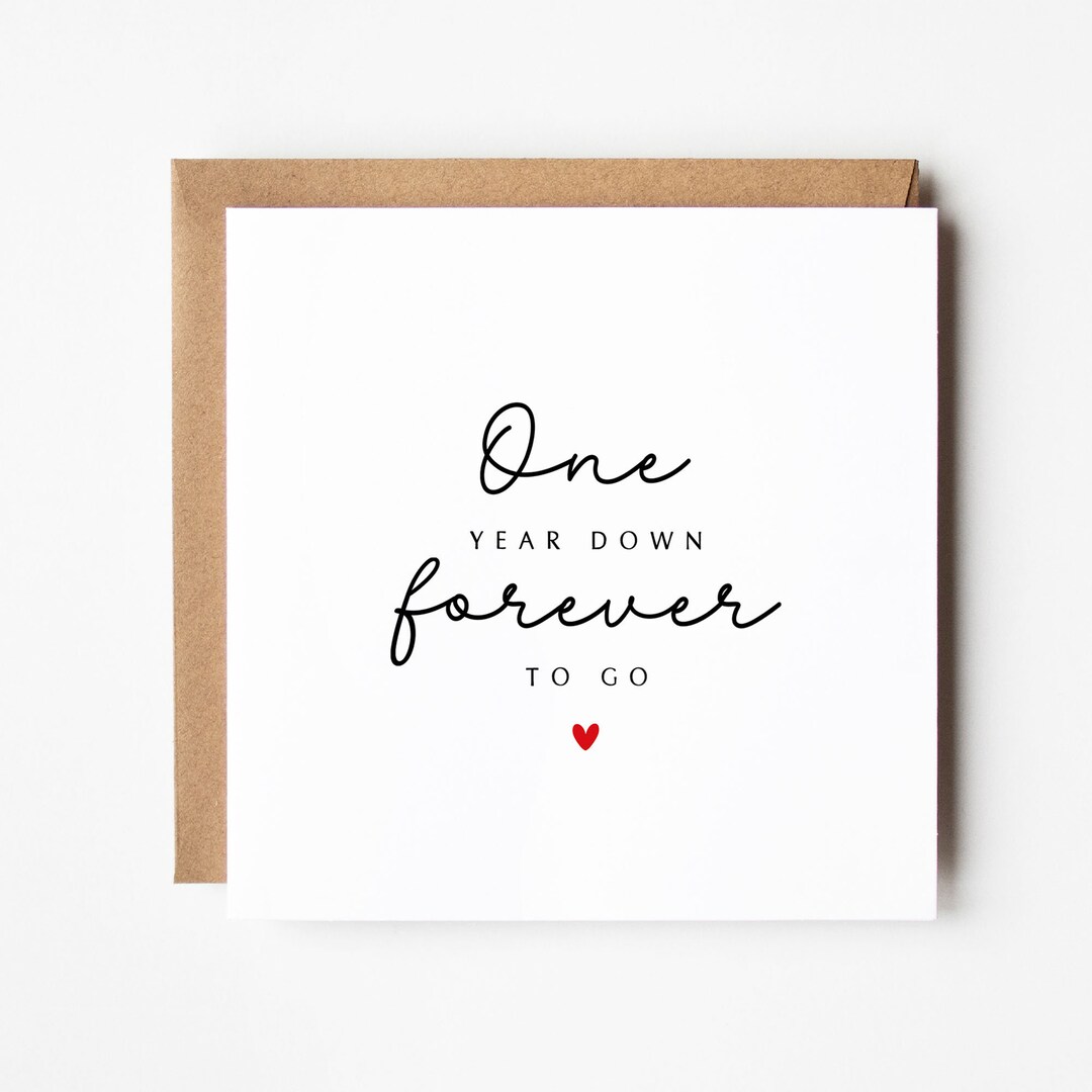 First Anniversary Card, One Year Down Forever to Go - Etsy UK