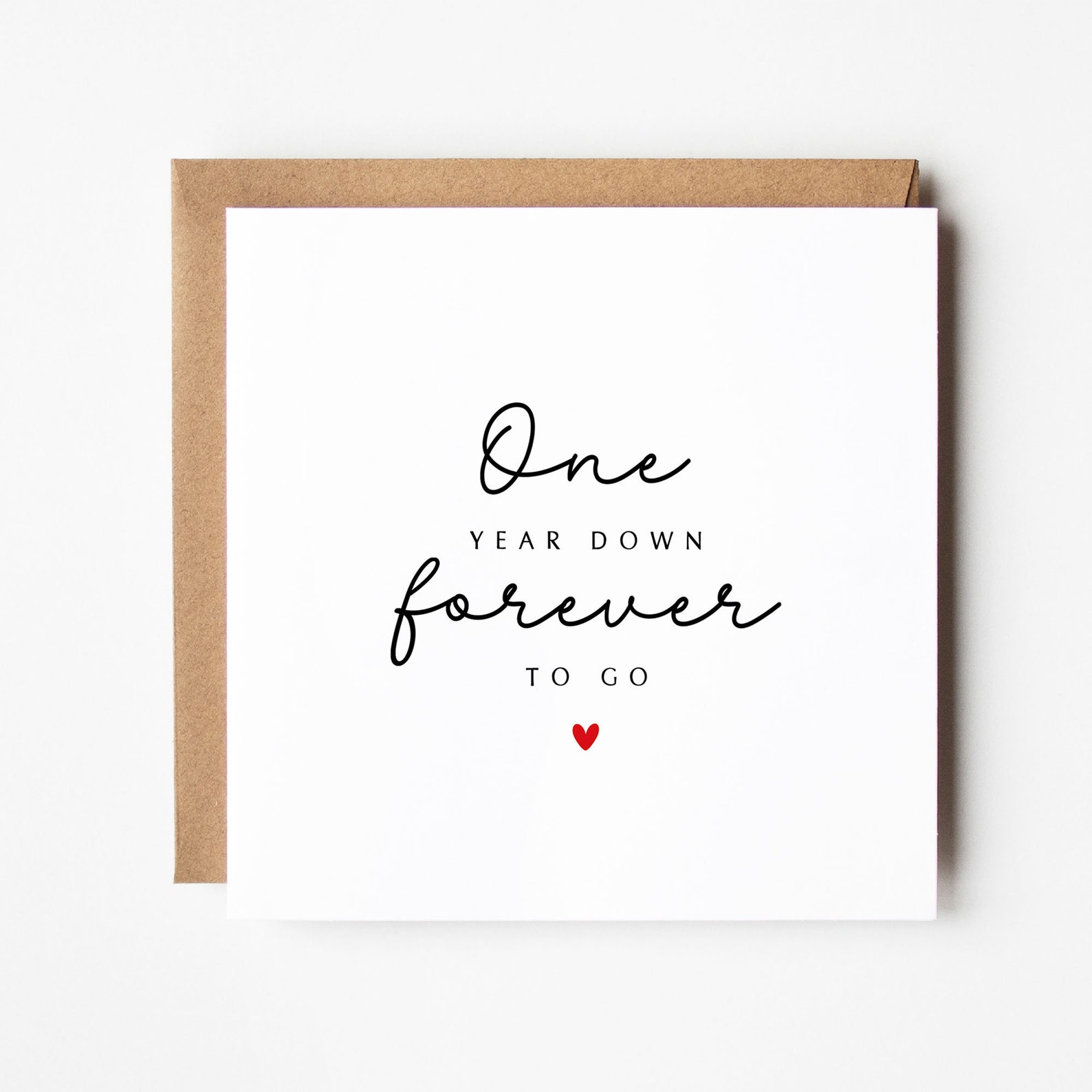 First Anniversary Card, One Year Down Forever to Go - Etsy UK