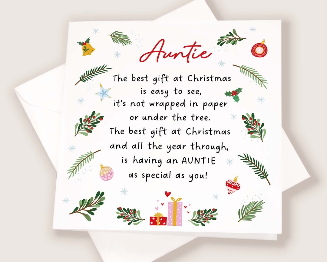 Christmas Card for Auntie Christmas Card Poem for Relatives - Etsy UK