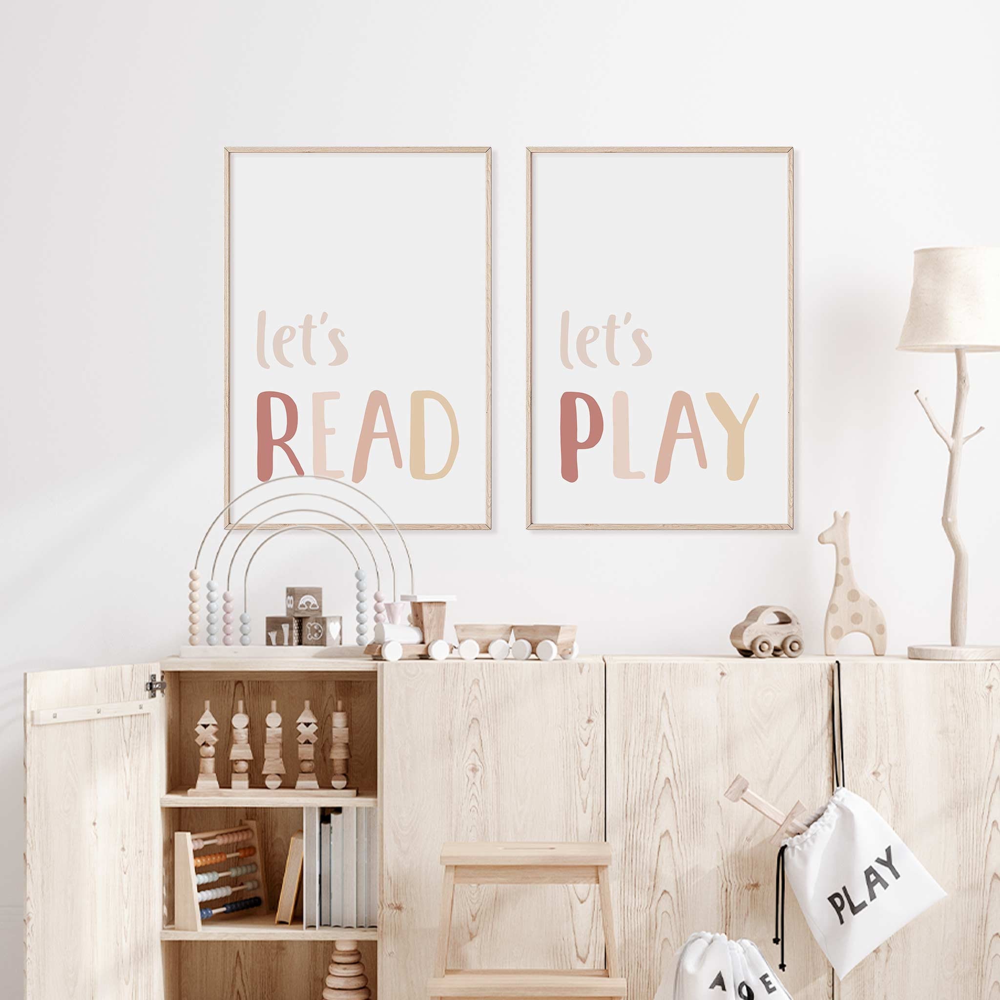 Set of 2 Let's Play and Let's Read Prints Kids Room - Etsy UK