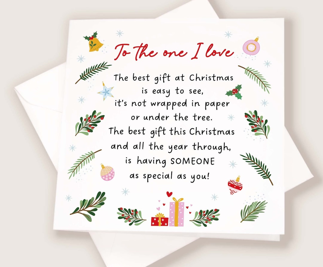 To the One I Love Card Christmas Card Poem for Partners - Etsy UK