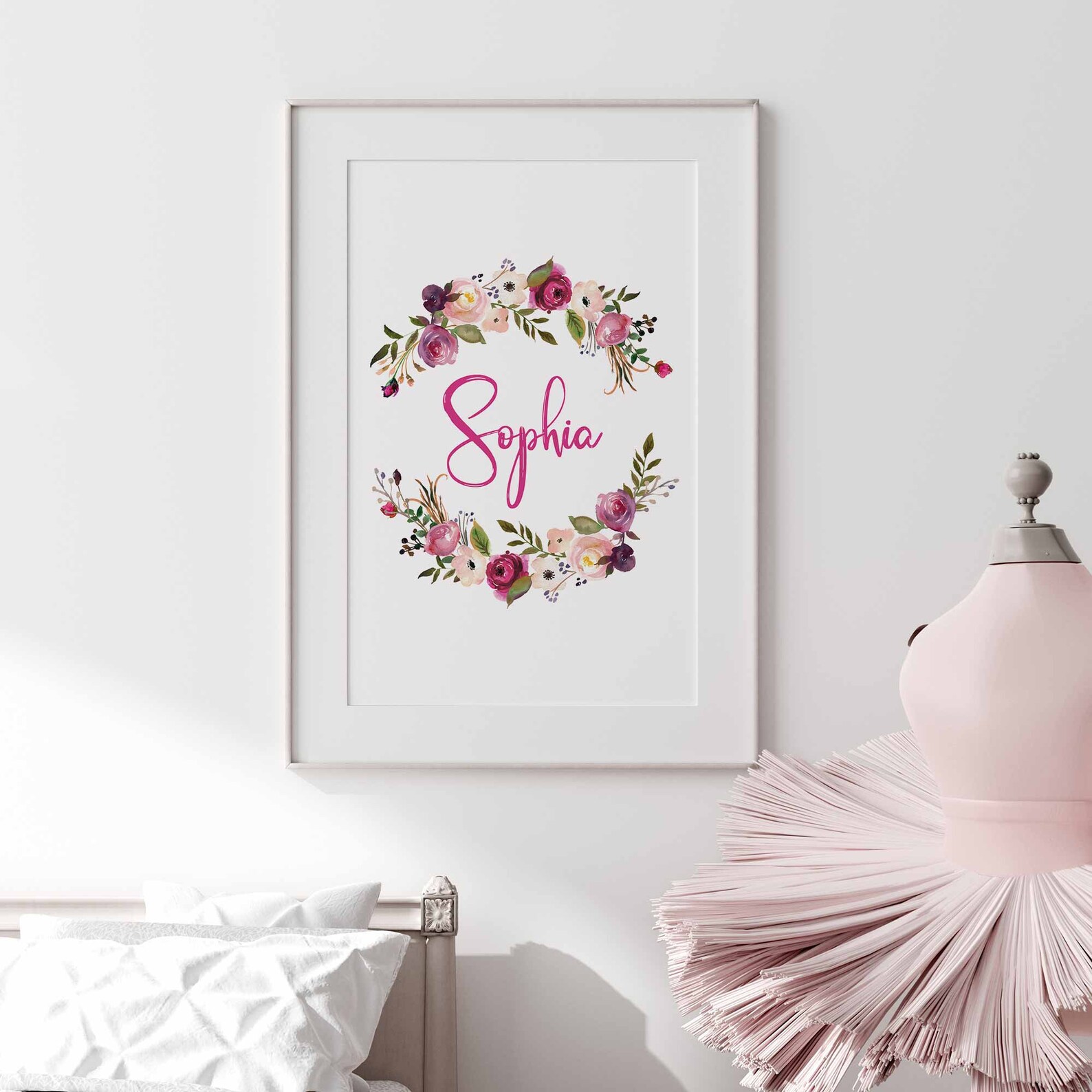 Personalised Name Flower Wreath Print - Etsy UK