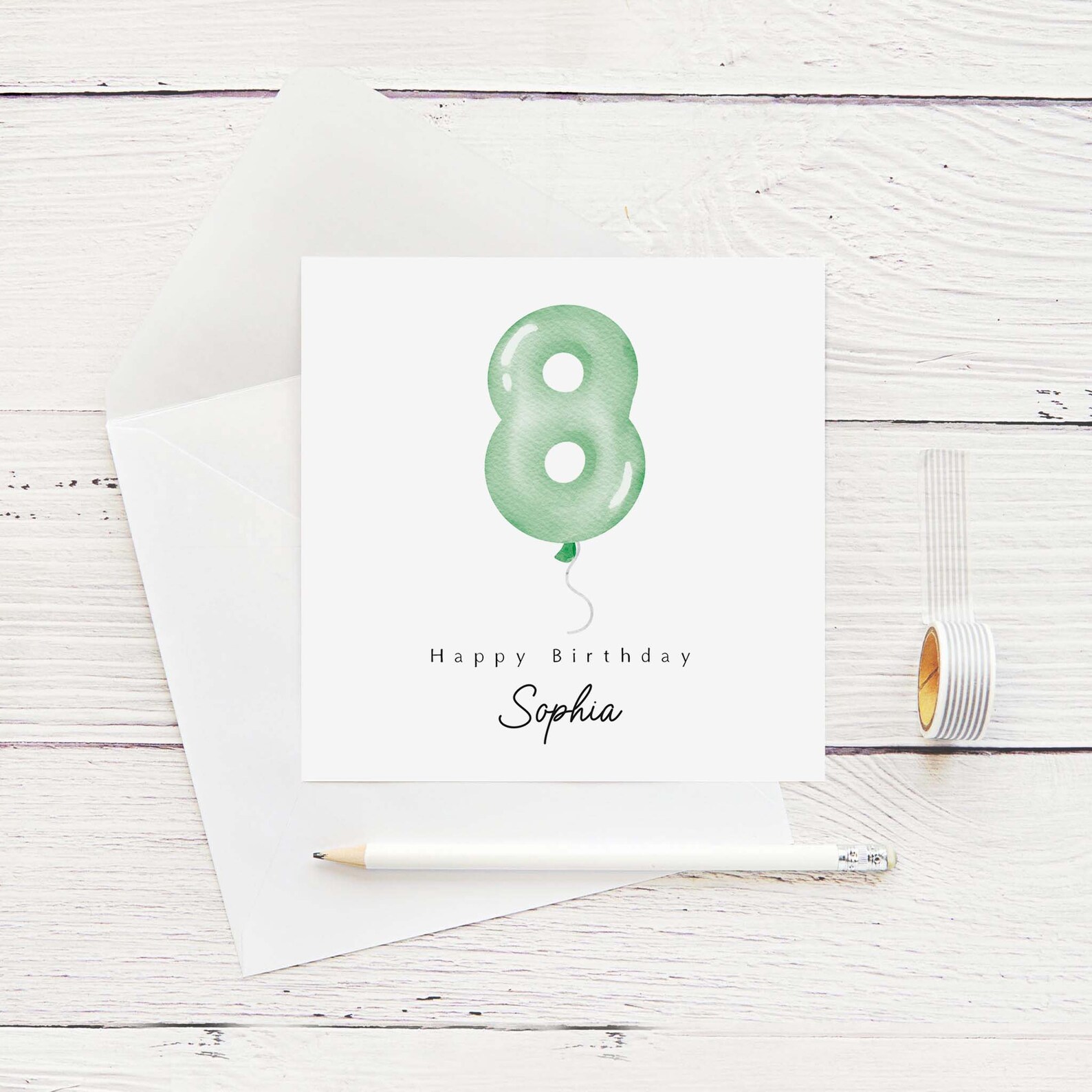 Personalised 8th Birthday Card, Balloon Design - Etsy UK