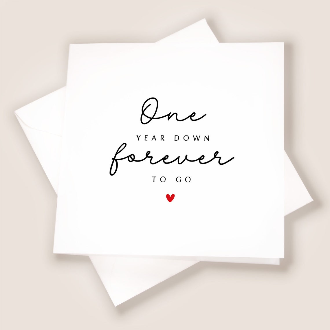 First Anniversary Card, One Year Down Forever to Go - Etsy UK