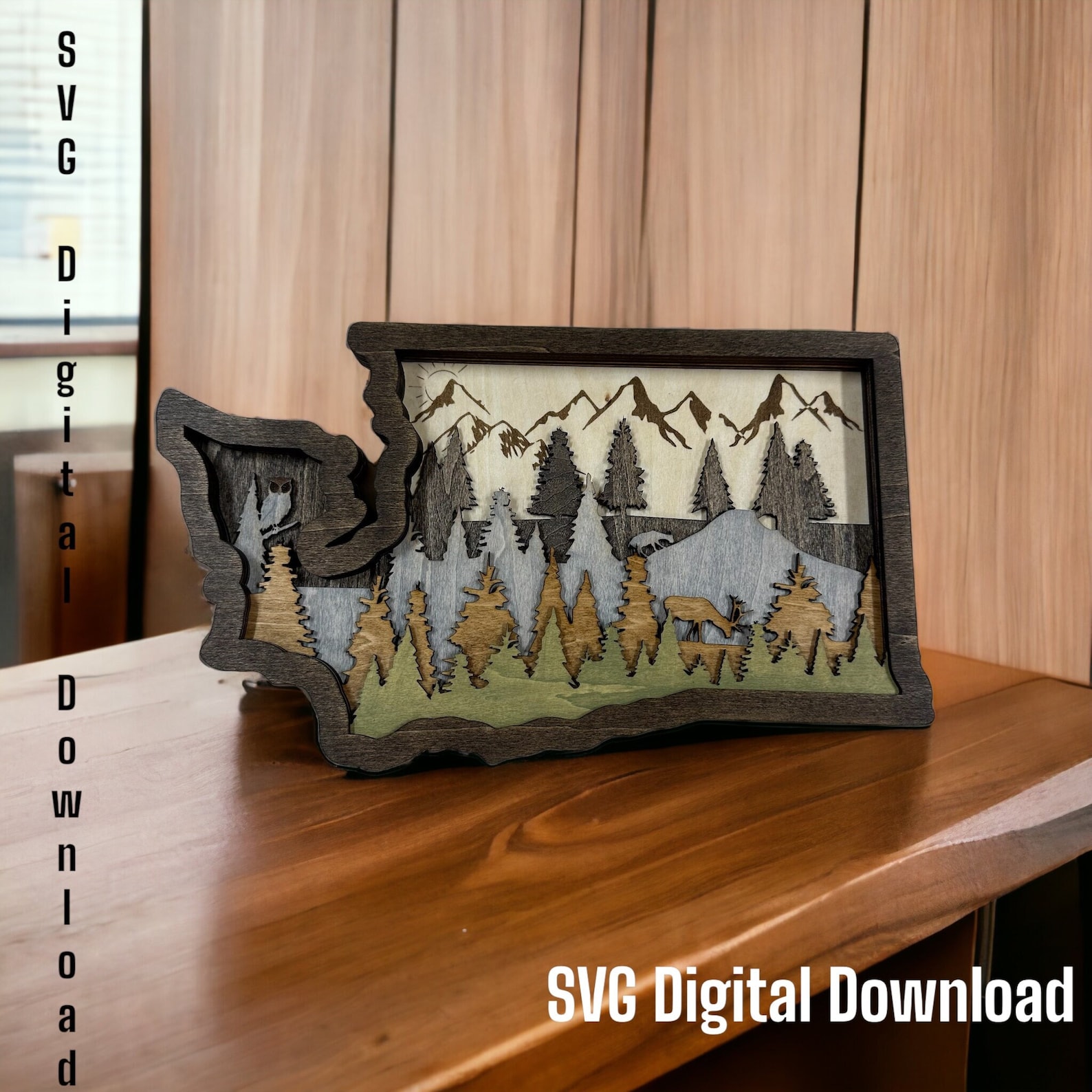 3D Laser Engraved Washington State SVG Download - Etsy