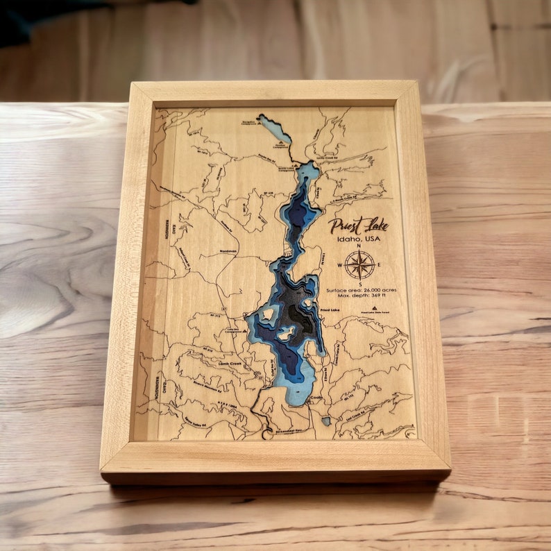 Laser Bathymetric Depth Priest Lake, ID - Etsy