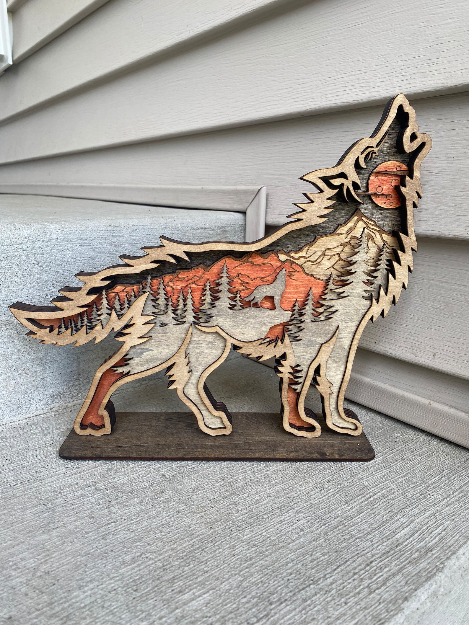 3D Laser Engraved Wolf - Etsy