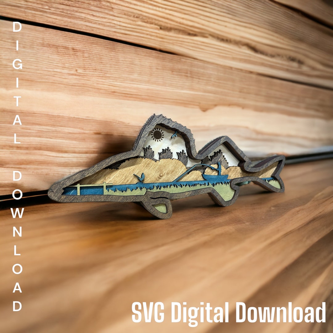 3D Laser Engraved Walleye Fish Digital SVG Files - Etsy