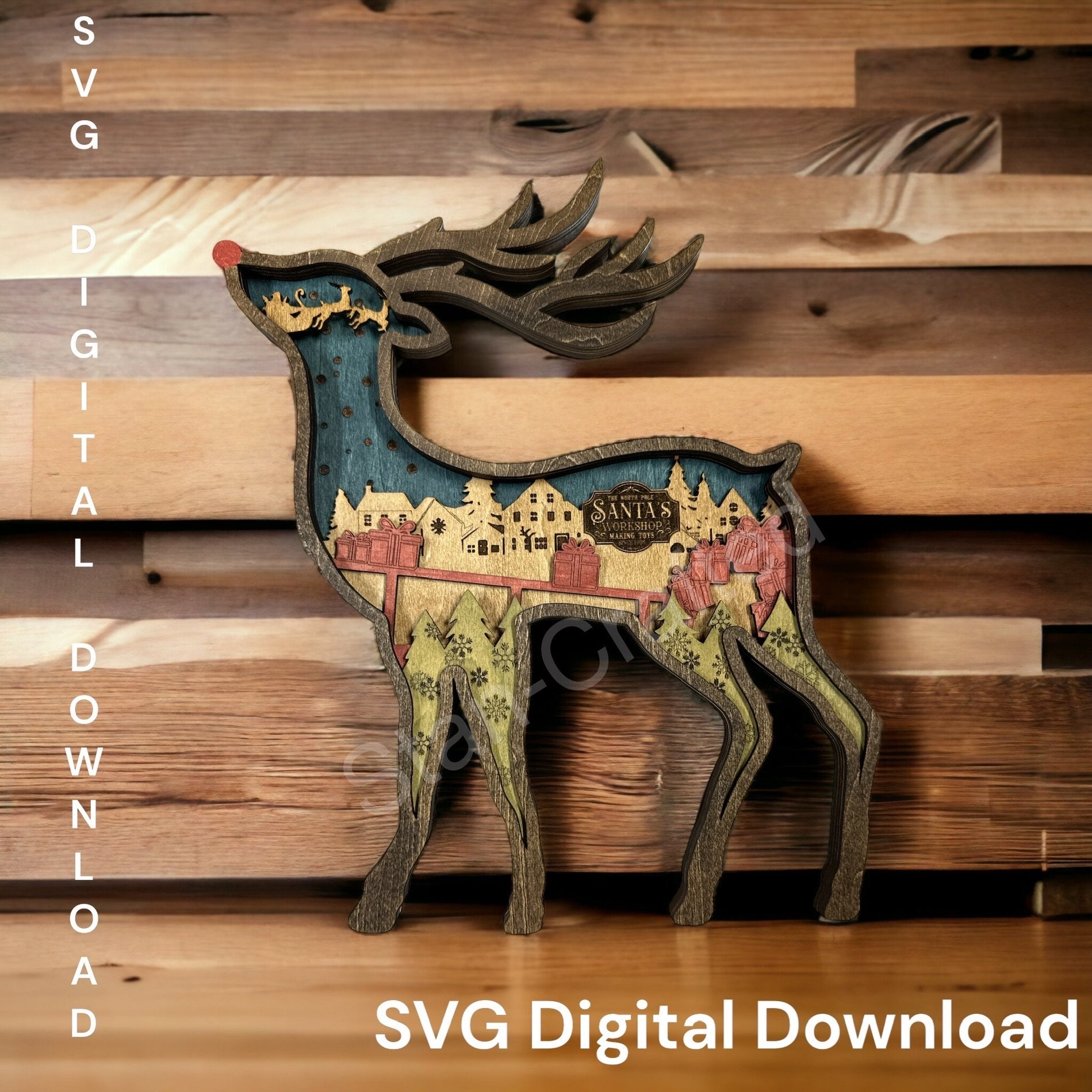 SVG Digital Download Laser Rudolph Reindeer - Etsy