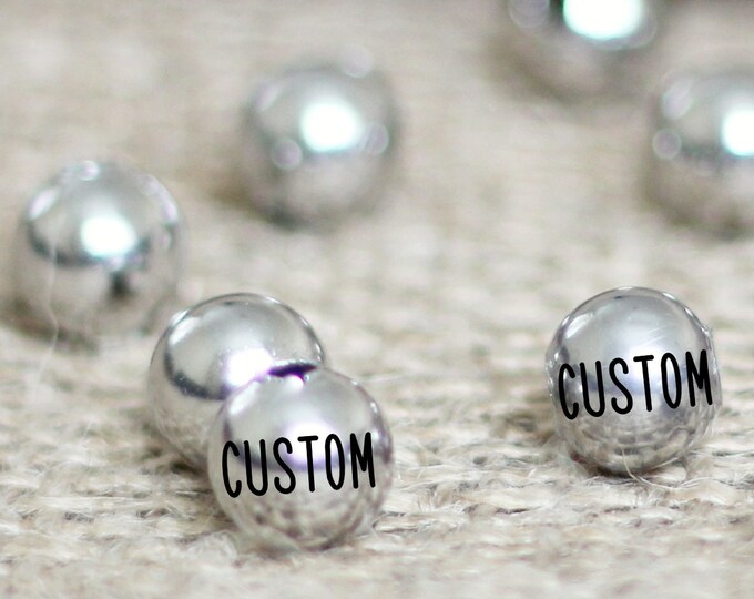 Logo Beads Custom Engraved. Golden Personalized Beads. Large - Etsy