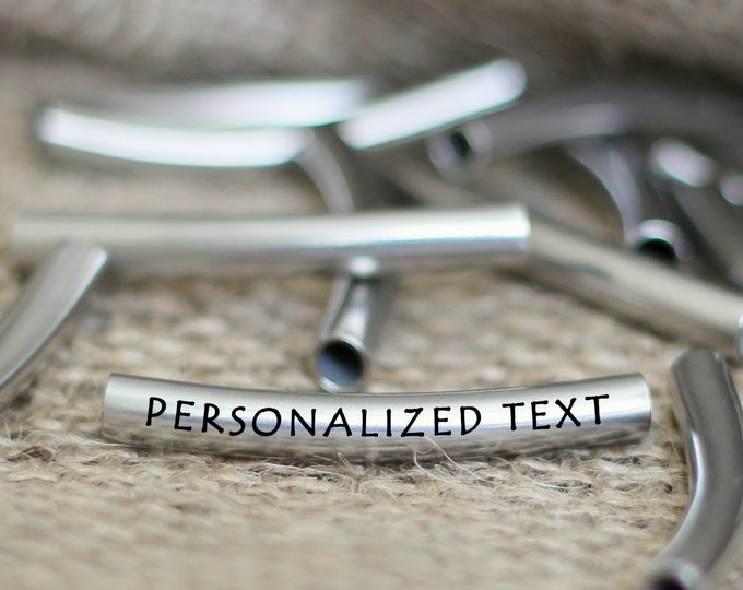 Custom Connector Inspirational Beads. Tube Charm Personalized. Engraved ...