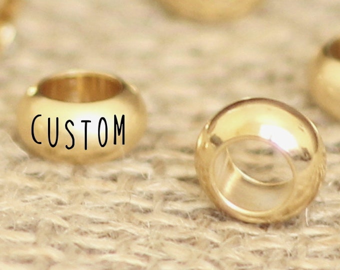 Logo Beads Custom Engraved. Golden Personalized Beads. Large - Etsy