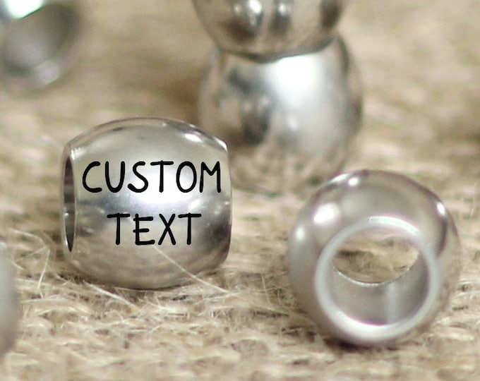 Logo Beads Custom Engraved. Golden Personalized Beads. Large - Etsy