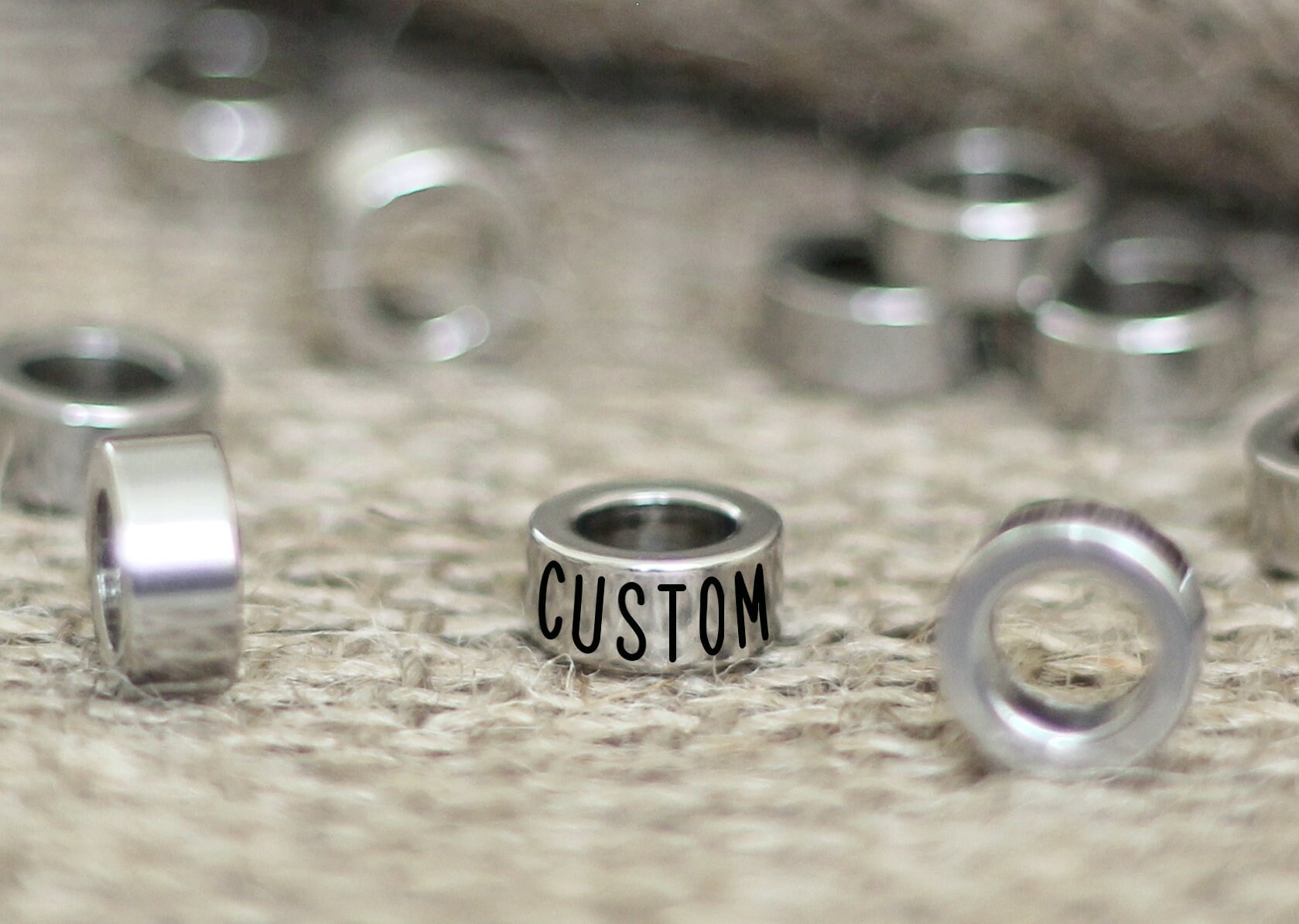 Personalized Beads Engraved Custom Spacers. Name Column Charm - Etsy