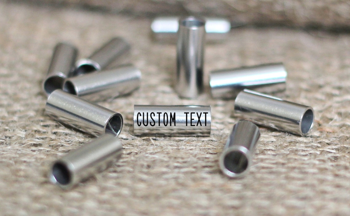 Engraved Beads Custom Stainless Steel Tube Bulk Personalized | Etsy