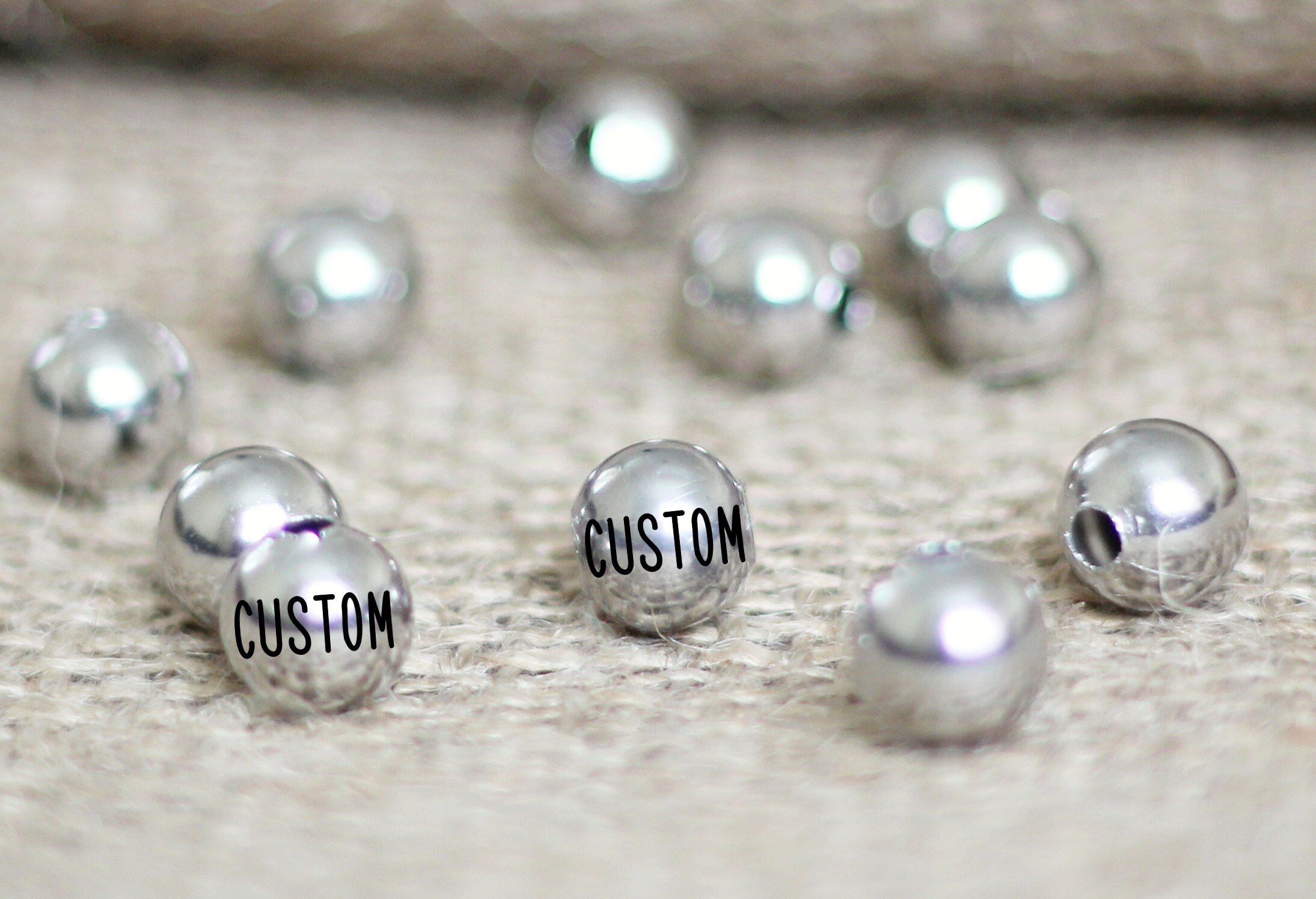 Personalized Beads Round Custom Wholesale 10mm Text Engraving - Etsy