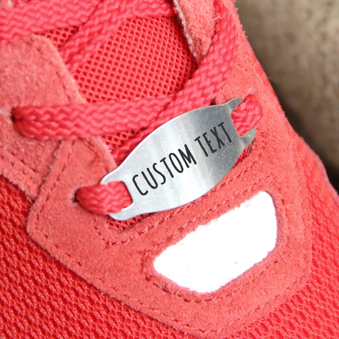 Personalized Tag Shoe Lace Charm. Custom Tags Engraved Logo. Runners ...