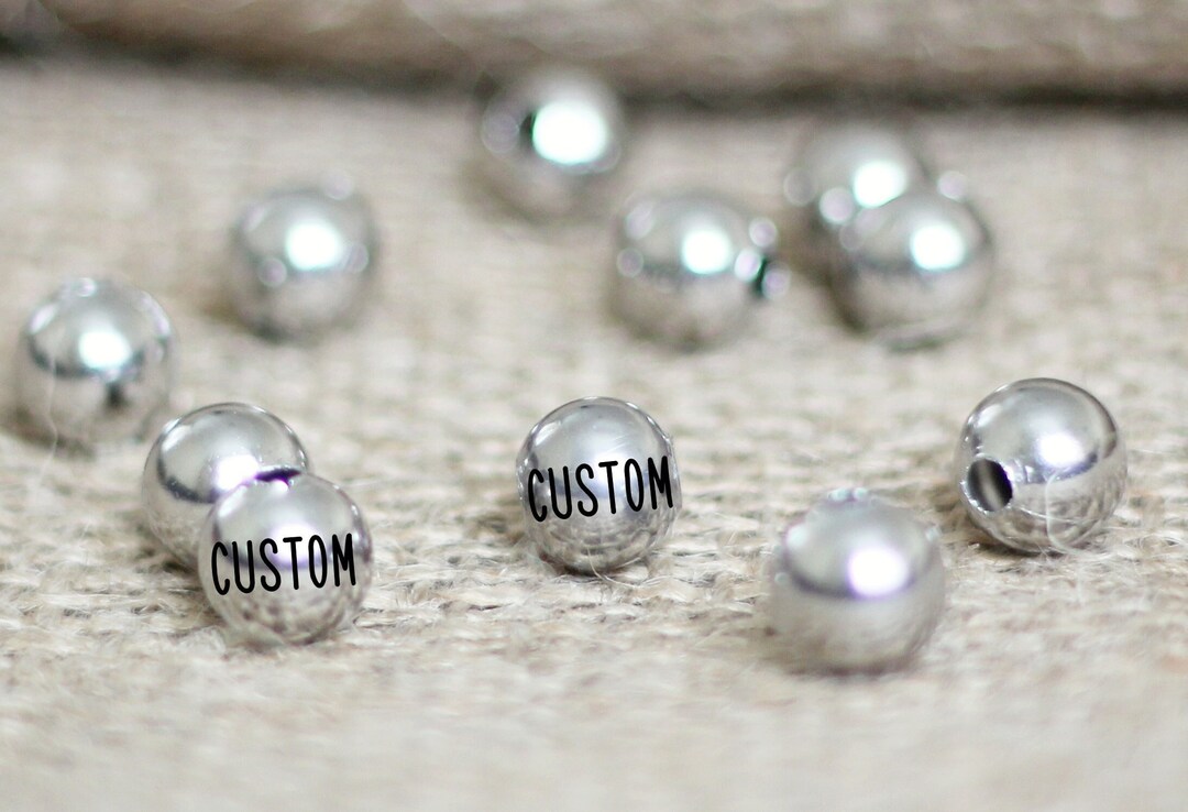 Personalized Beads Round Custom Wholesale 10mm Text Engraving Supplies ...