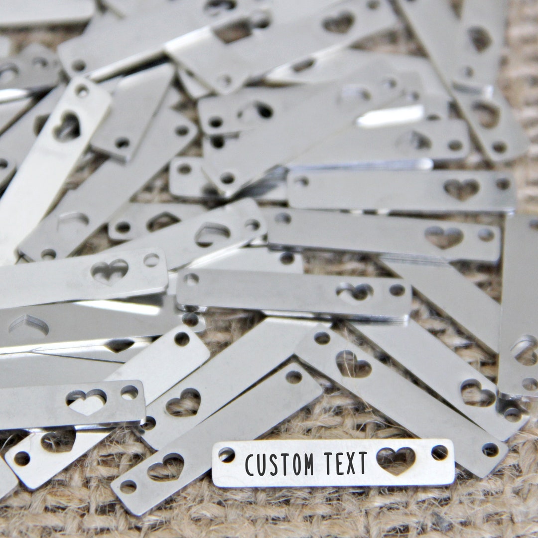 Personalized Bar Heart Charms Custom Engraved. Name Bar for Necklace ...