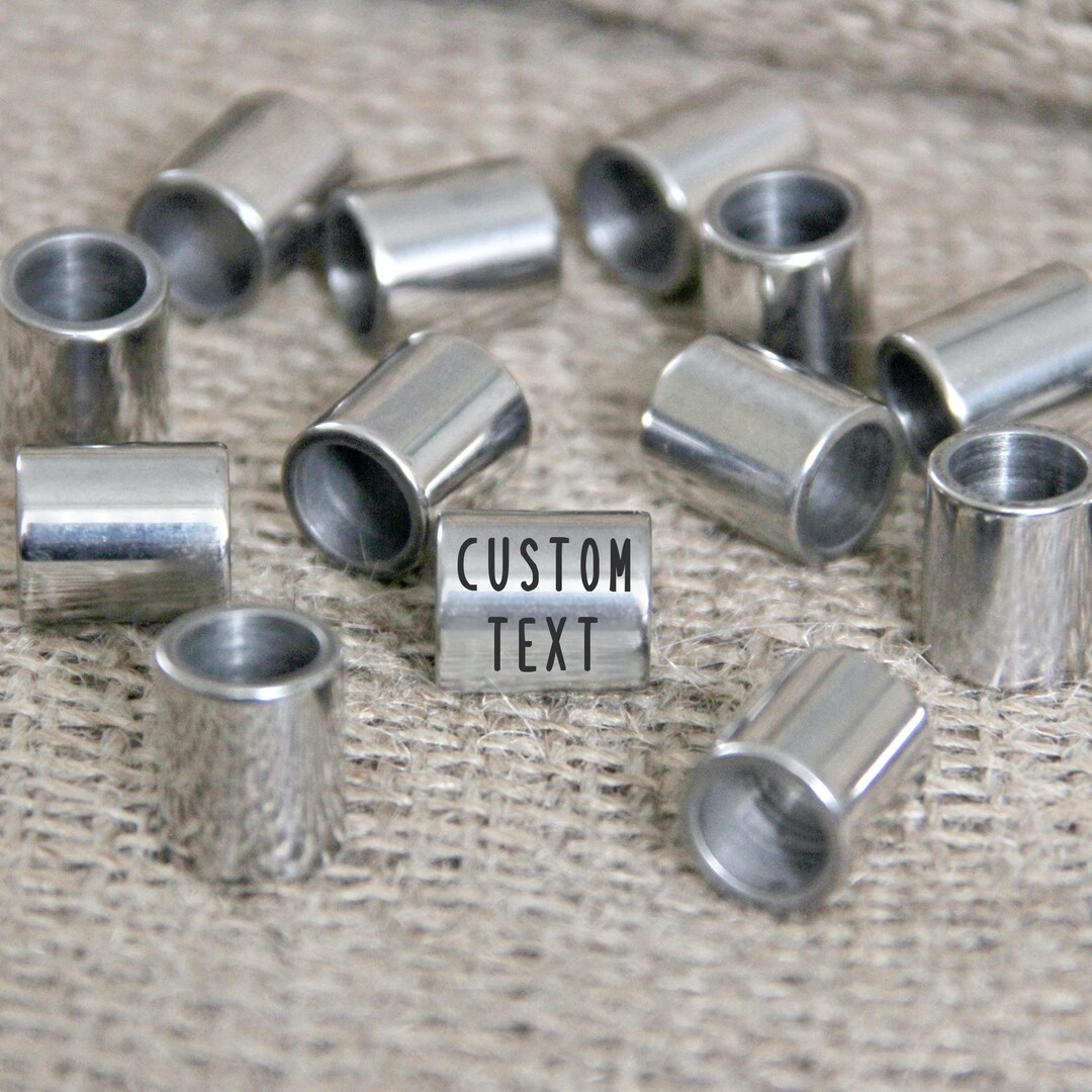 Spacer Beads Custom Engraved. Personalized Large Hole Big Metal ...