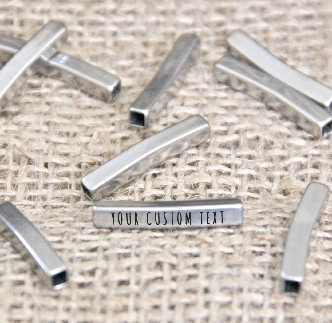 Custom Connector Inspirational Beads. Tube Charm Personalized. Engraved ...