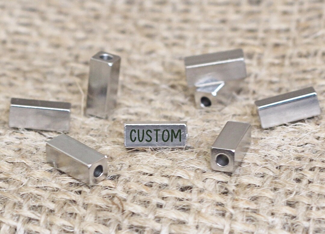 Custom Spacers Beads Engraved. Personalized Gift DIY Jewelry Tag. Name ...