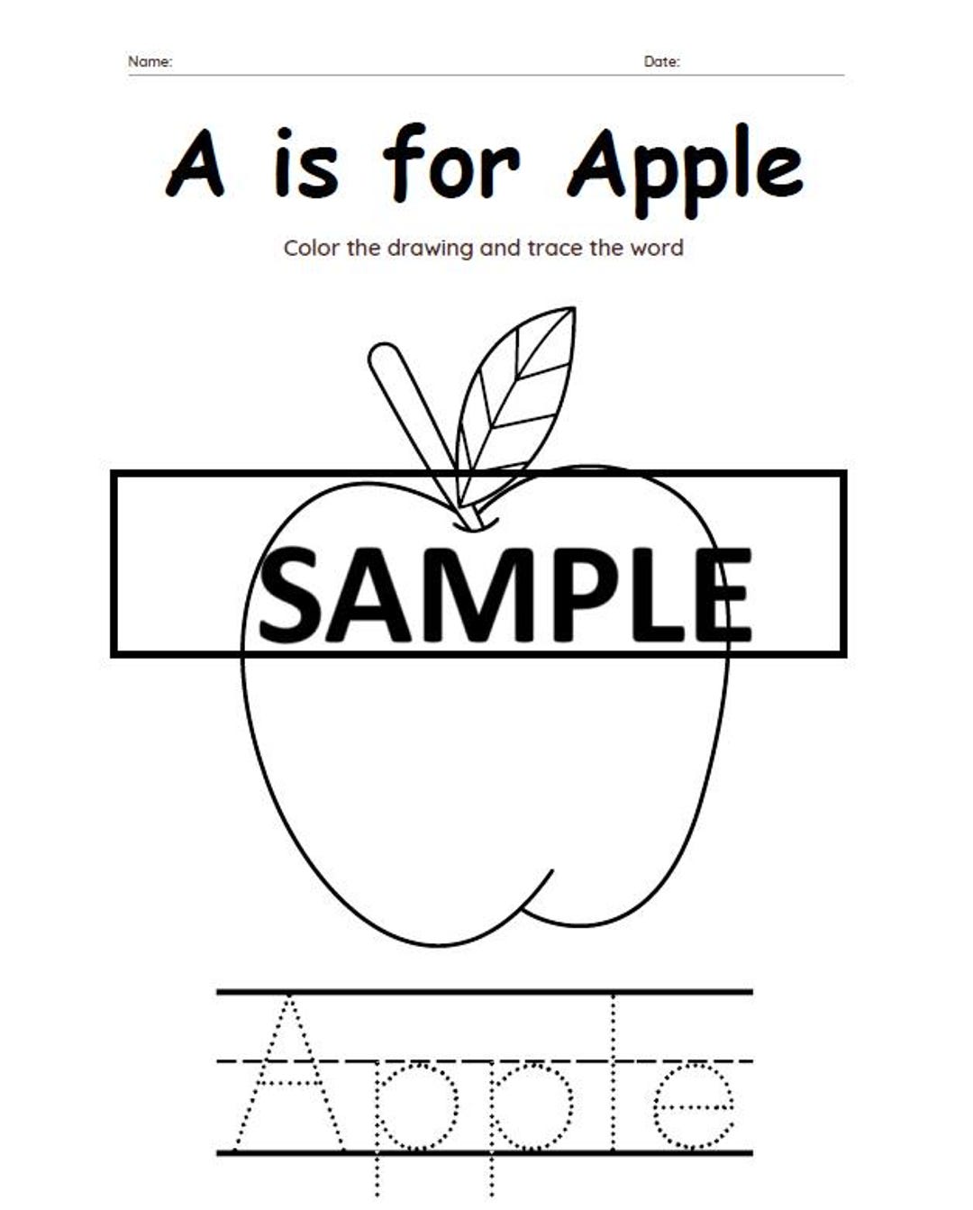 Alphabet A to Z Coloring Worksheet Set With Traceable Words – Printable ...