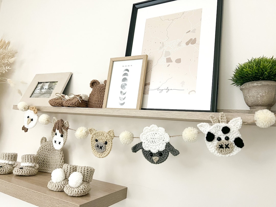Farmyard Themed Bunting - Crochet Garland - Farm Decorations - Nursery ...