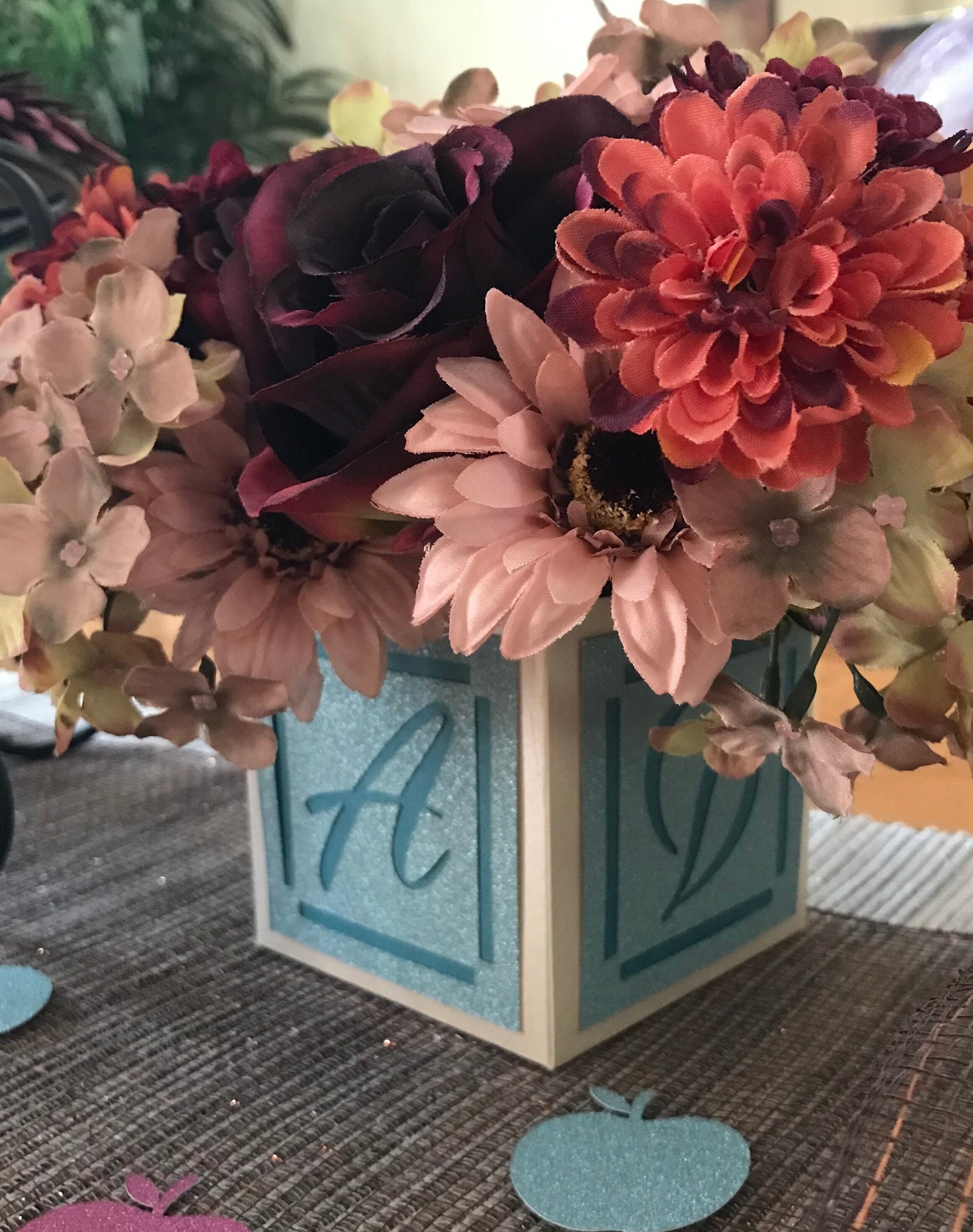 ABC Block Centerpiece Template Small or Large Vase Cover - Etsy