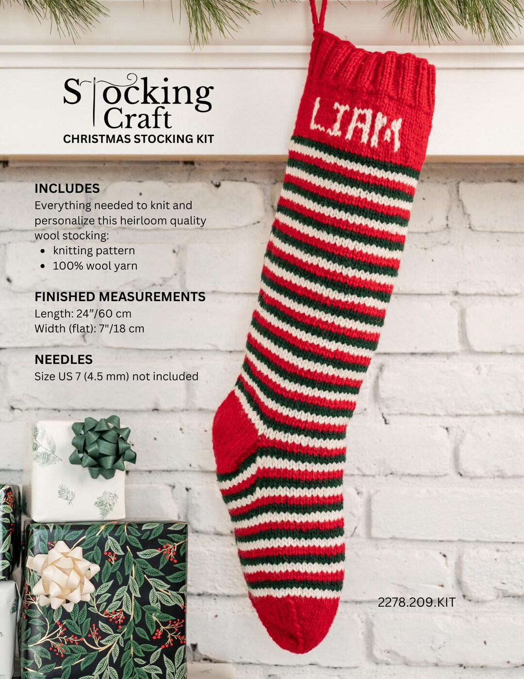 Knitting Kit Craft Personalized Christmas Stocking Knitting Kit ...