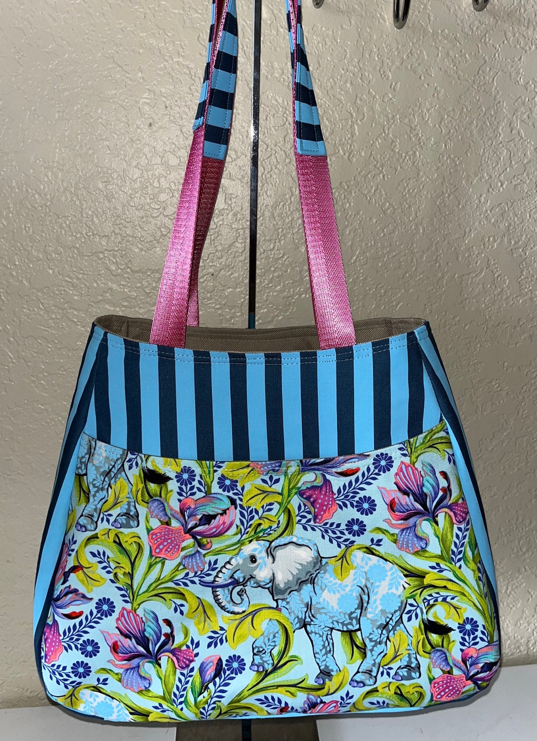 Ethel Tote Fun Bag Tula Pink Elephant Print Bright Fun Unique - Etsy