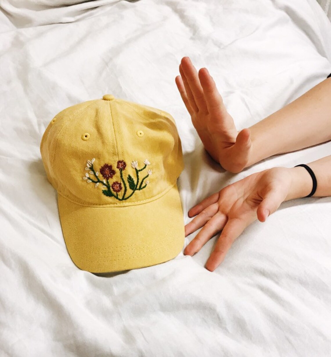 Florals Embroidered Hat - Etsy