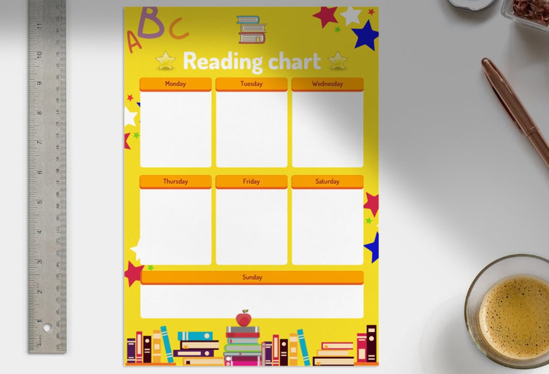 Digital Download Printable Reading Star Chart Rewards Sheet Reading Aid ...