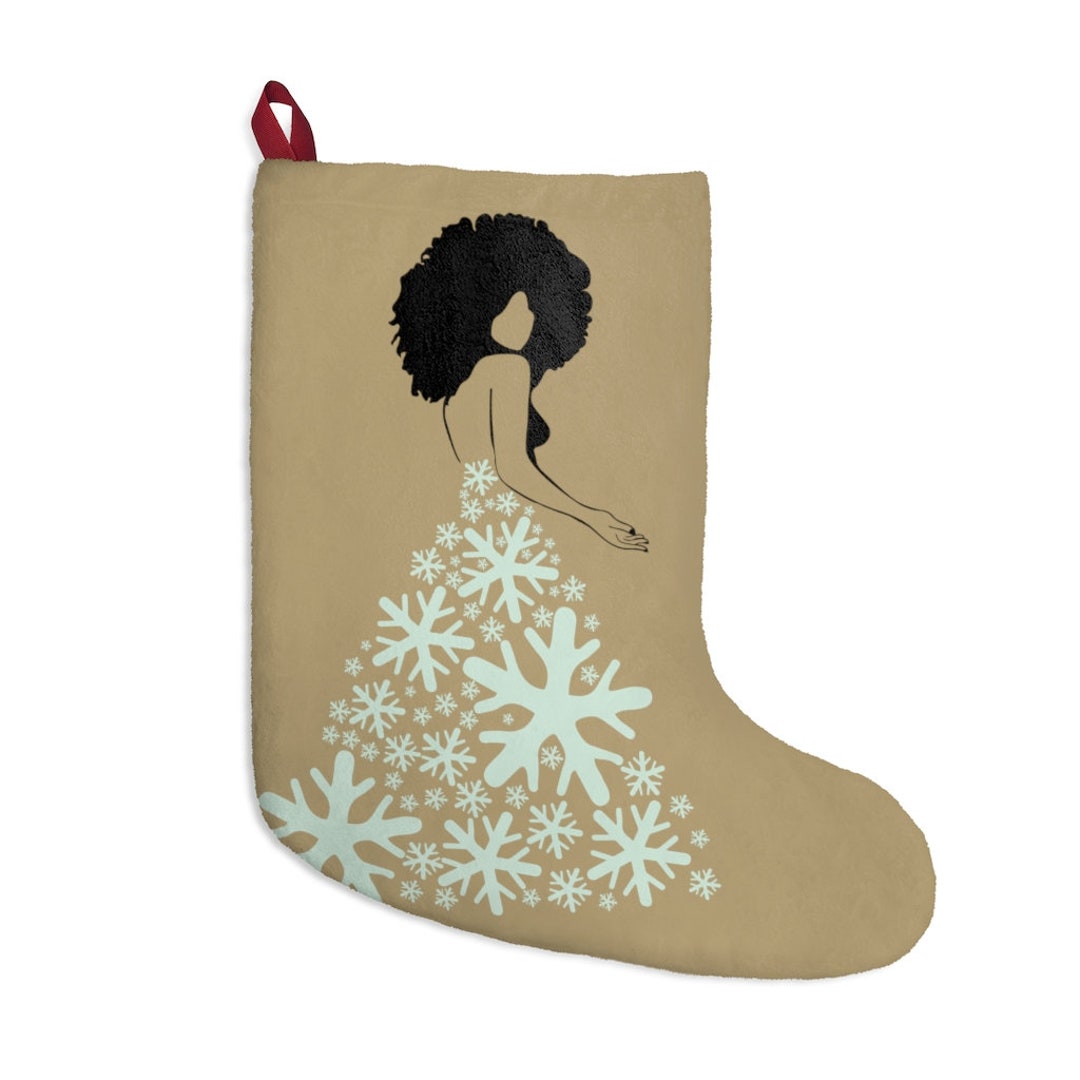 Mocha Black Girl Christmas Stocking 17 Fleece,black Pride Women,afro ...
