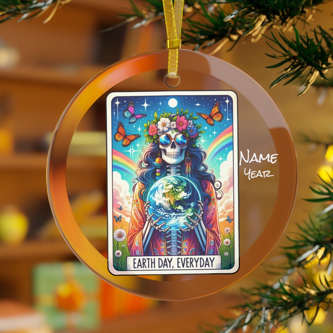 Earth Day Hippie Tarot Card Ornament, Skeleton Tarot Card Ornament ...
