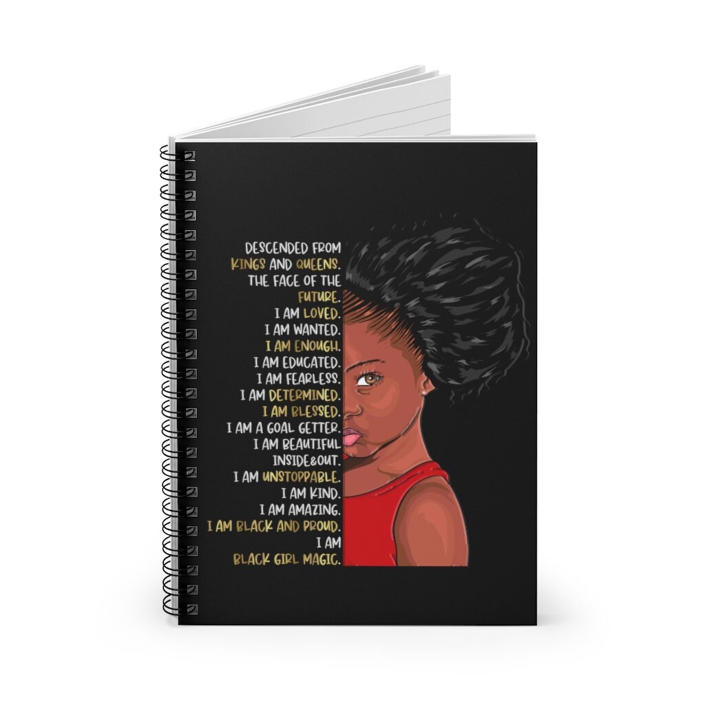 Black Girl Notebook Spiral Ruled Line,girls School Notebook,self-care ...