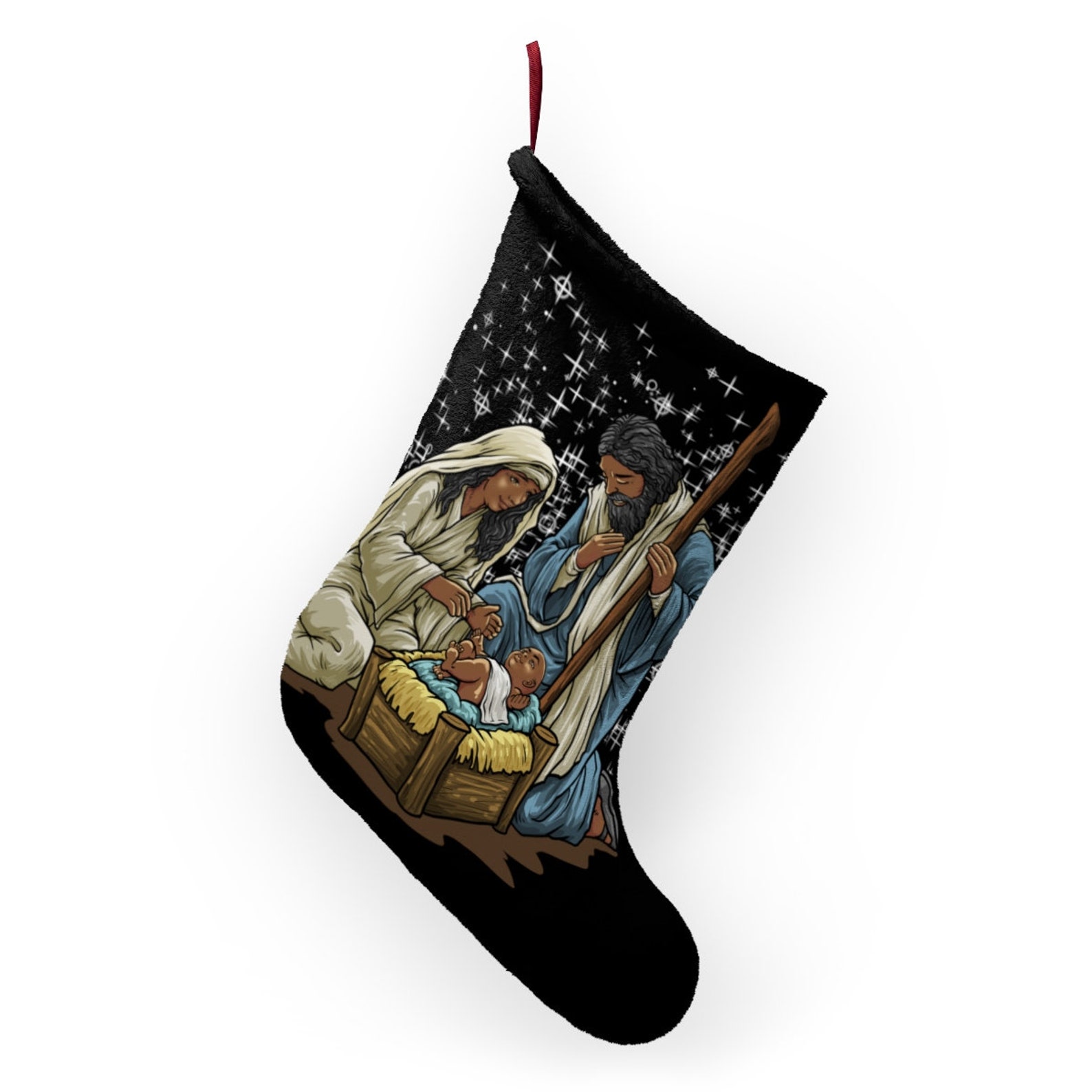 Black Nativity Christmas Stocking Religious 17 - Etsy