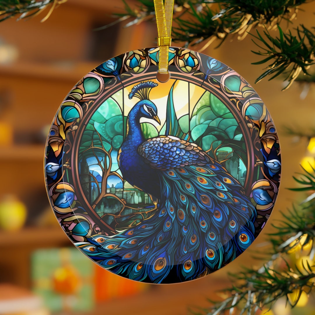 Peacock Ornament, FAUX Stained Glass Peacock, Peacock Gifts, Peacock ...