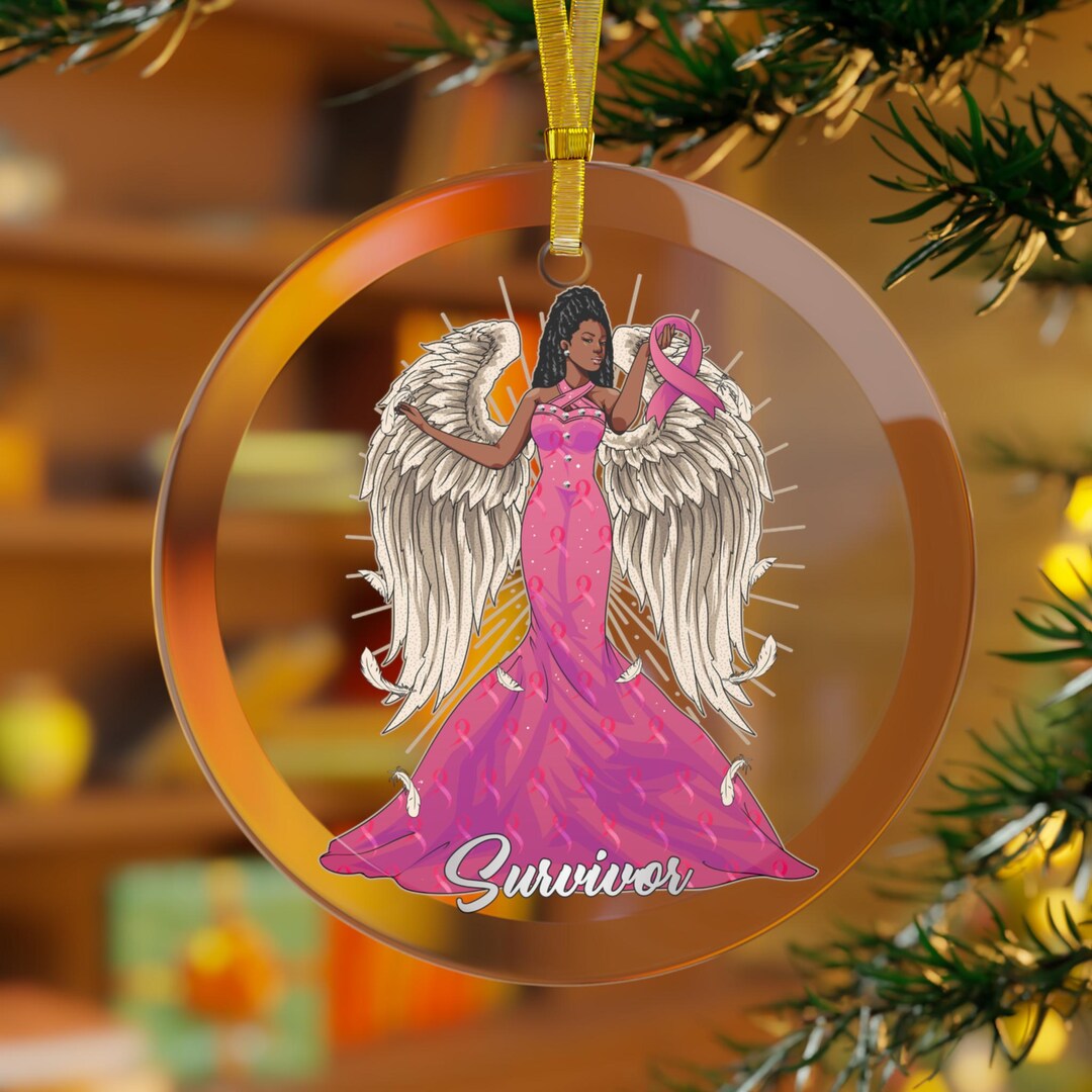 Black Woman Breast Cancer Ornament, Breast Cancer Angel, Black Angel ...
