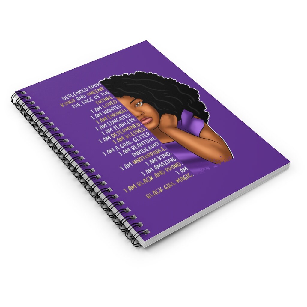 Kids Black Girl Notebook Spiral Ruled Linecurly Hair Girls - Etsy