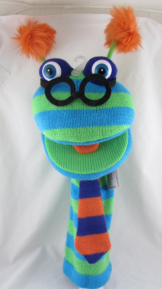 Toys & Games Toys Large 'Wizard' Sock Hand Puppet Blue Black and Yellow ...