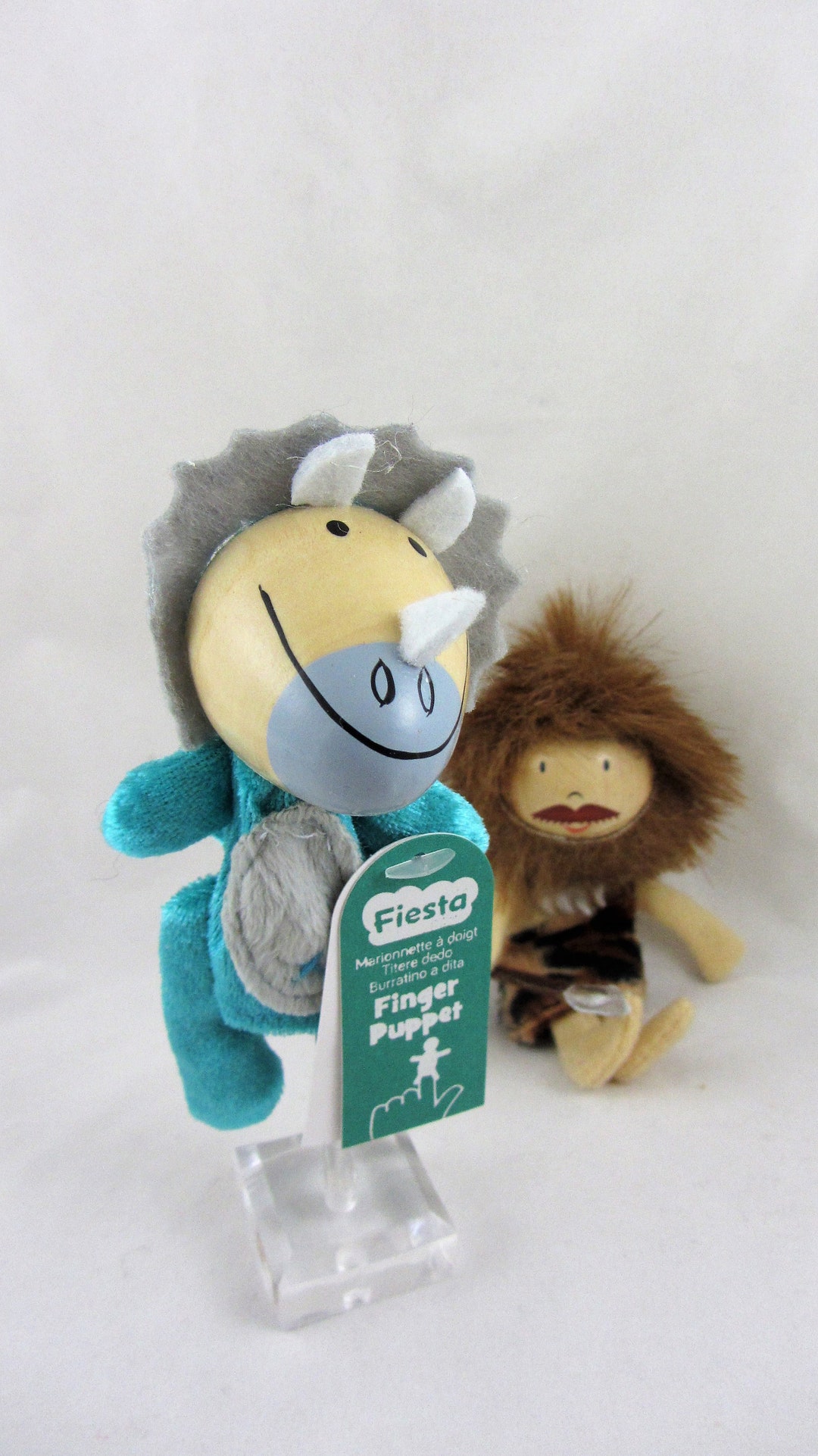 Caveman and Triceratops Dinosaur Finger Puppet Set Age 3 - Etsy