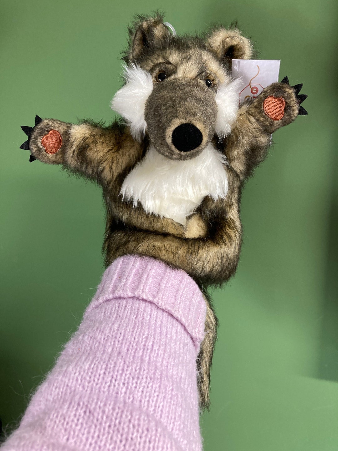 Glove Puppet Fluffy Wolf With Tail Hand Puppet - Etsy