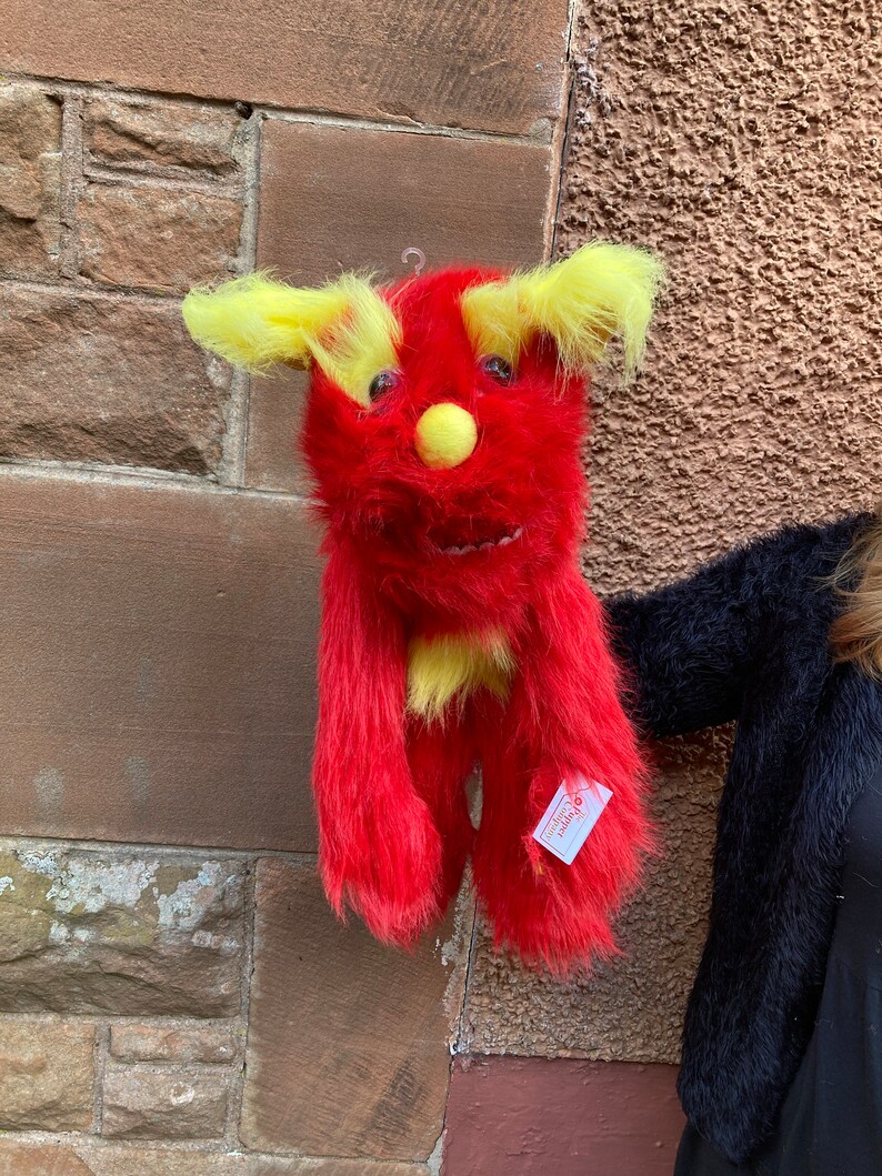 Large Red Monster Hand Puppet Red and Yellow and Fluffy New With Tags ...